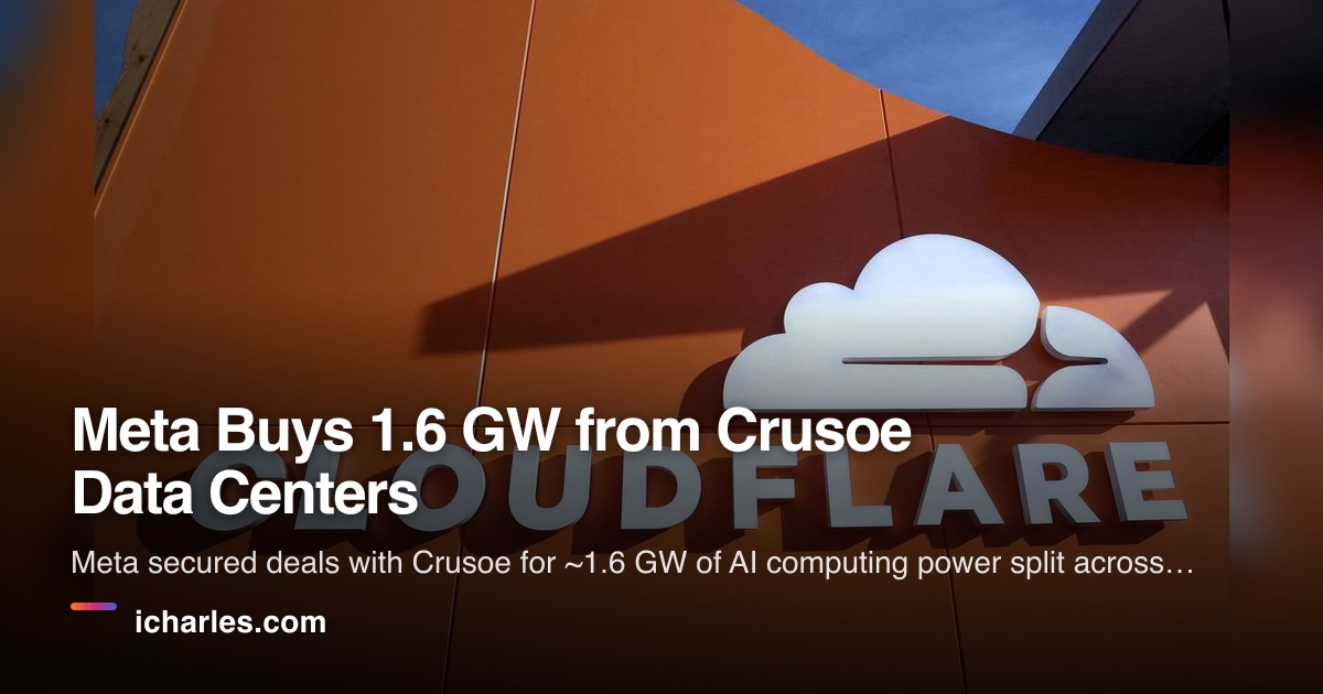 Meta Buys 1.6 GW from Crusoe Data Centers · iCharles